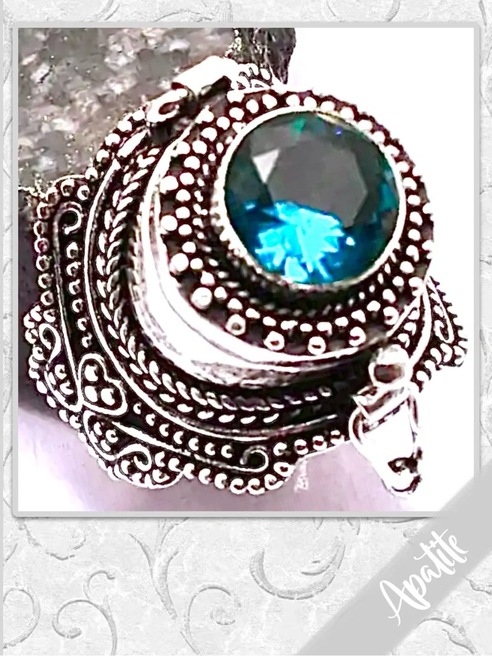 Jewelry | Apatite Eclectic Silver Artisan Poison Ring Size 925 Teal ...